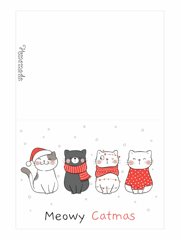 Free Printable Christmas Card Meowy Catmas Cute Cats | PDF