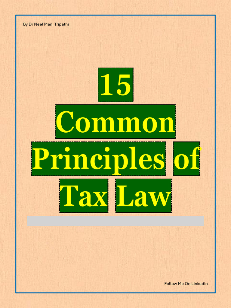 15 Common Principles of Tax Law | PDF | Taxes | Equity (Economics)