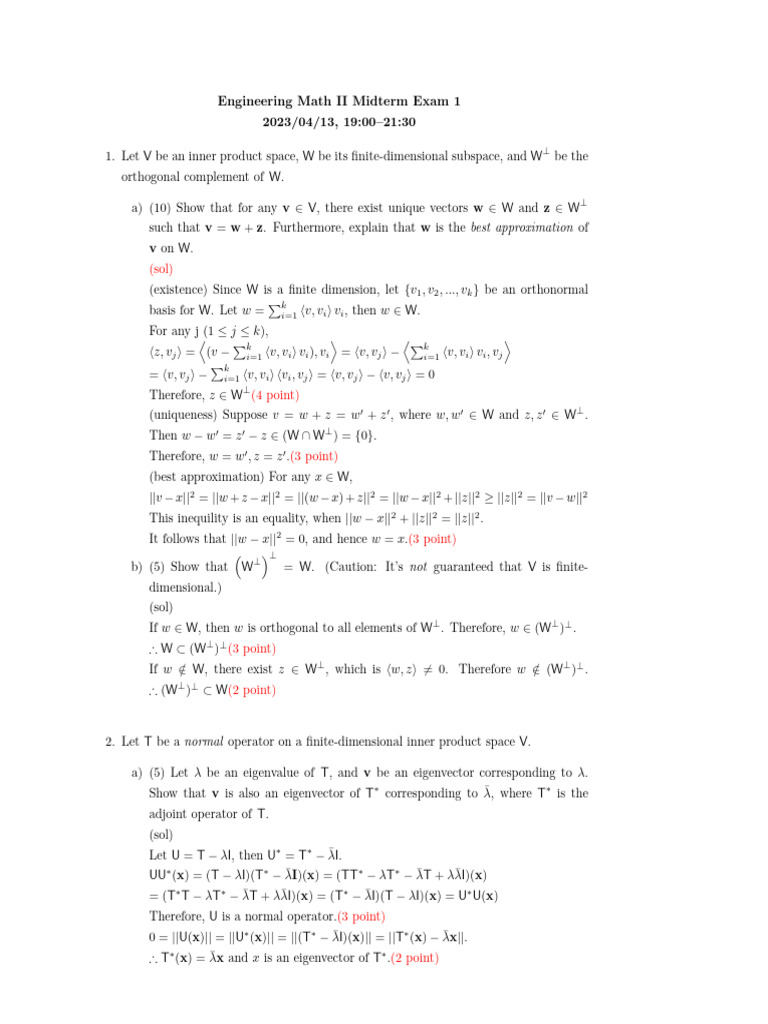 202301EngMath2Mid1sol_4 | PDF | Eigenvalues And Eigenvectors | Rotation