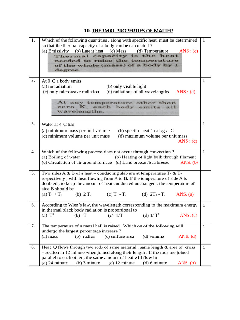 Thermal Properties of Matter Explained | PDF | Thermal Expansion | Heat Transfer