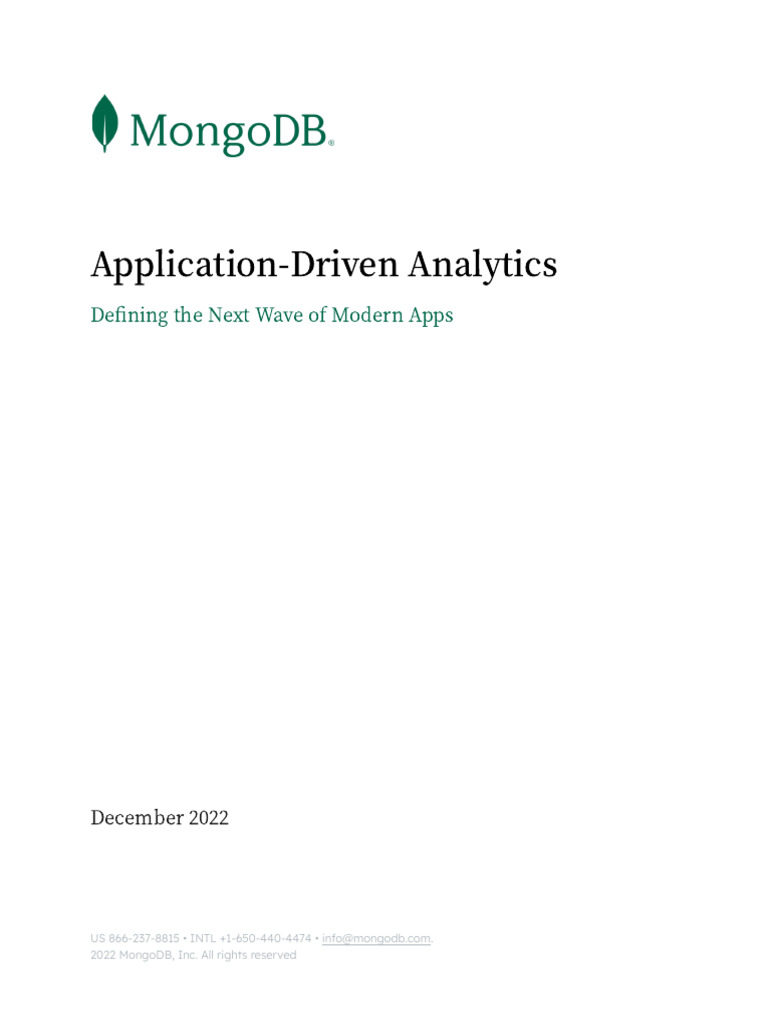 Application Driven Analytics With MongoDB | PDF | Analytics | Data