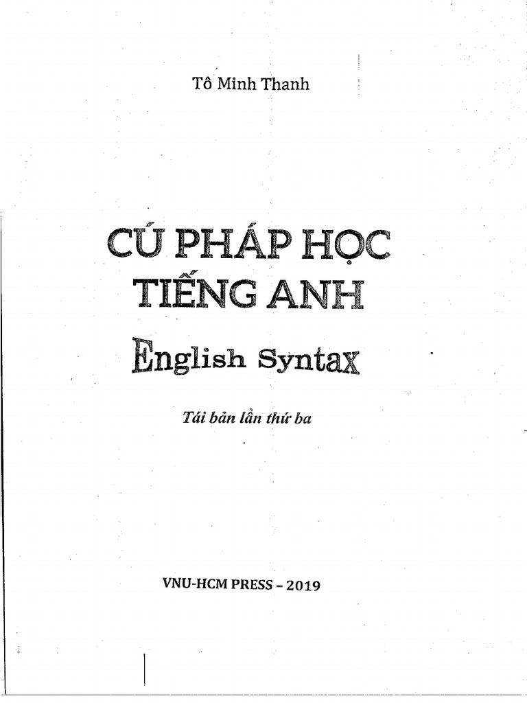 English Syntax by PR - DR To Minh Thanh (2019) | PDF