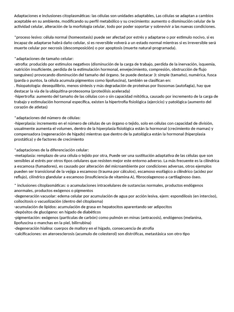 1. Adaptaciones e Inclusiones Citoplasmáticas | PDF | Biología Celular ...