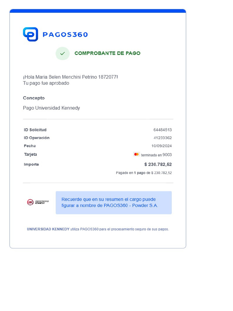 Comprobante Pago Universidad | PDF