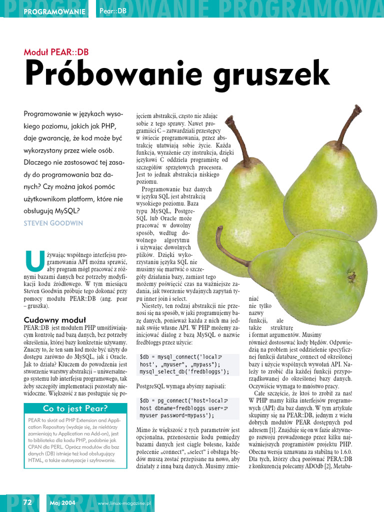 Programowanie Peardb | PDF