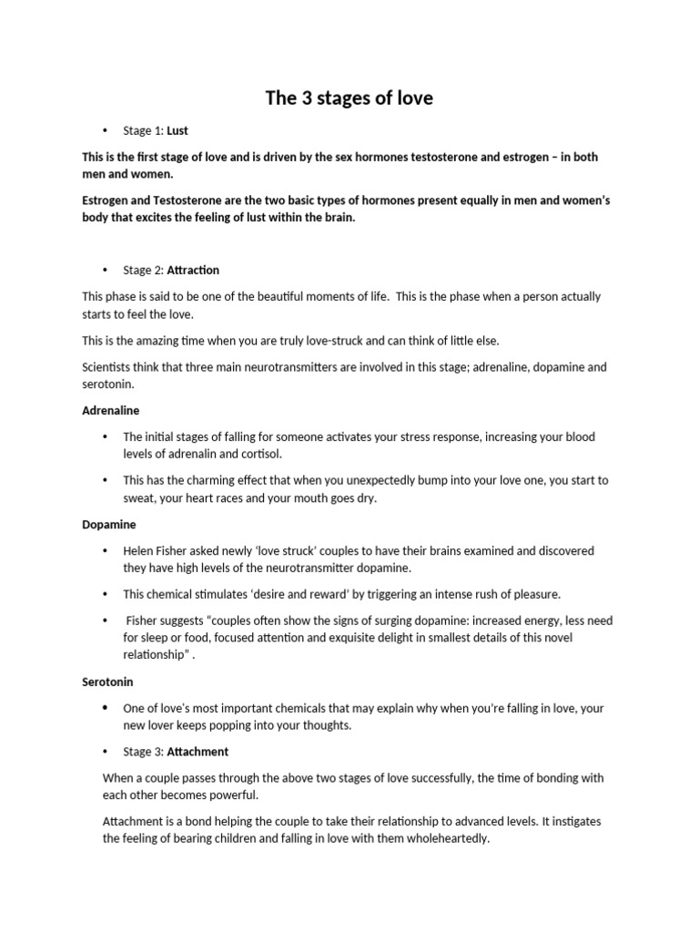 Three Stages of Love Explained | PDF | Love | Dopamine
