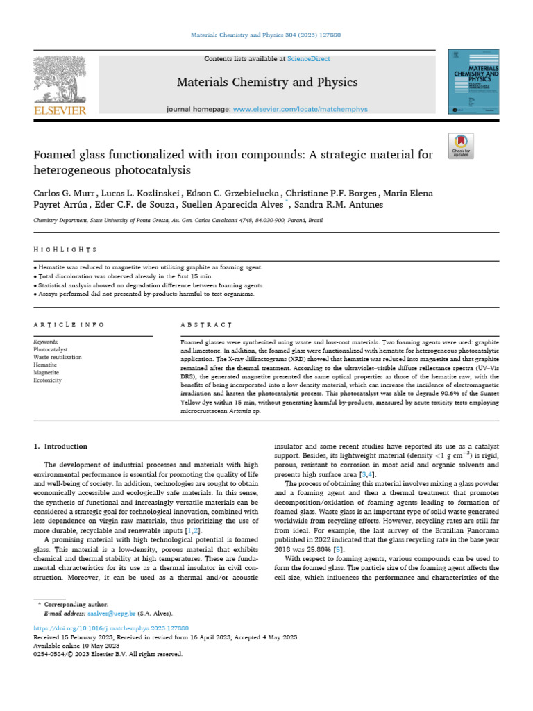 7-Foamed Glass Functionalized With Iron Compounds A Strategic Material ...