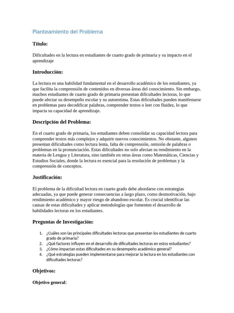 Plantamiento de Problema | PDF | Aprendizaje | Ciencias del comportamiento