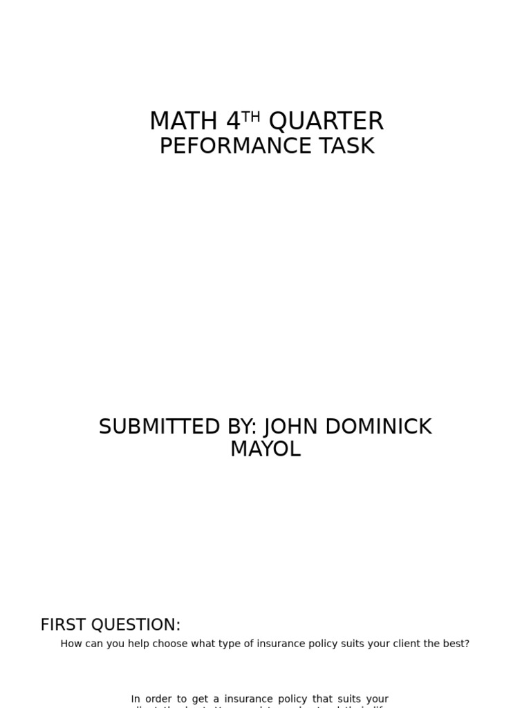 Math 4th Quarter Peformance Task | PDF