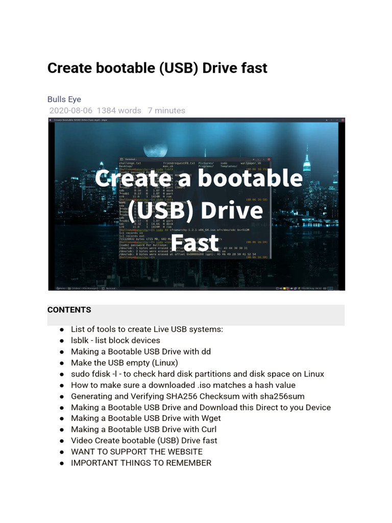 Create bootable (USB) Drive fast | PDF | Booting | Usb Flash Drive