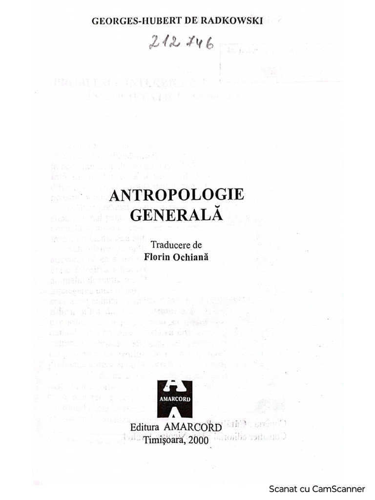Georges Hubert de Radkowski - Antropologie Generala | PDF