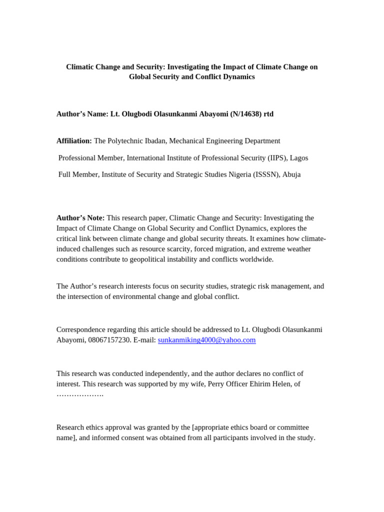 Climatic Change Title Page | PDF | Climate Change | Climate Resilience