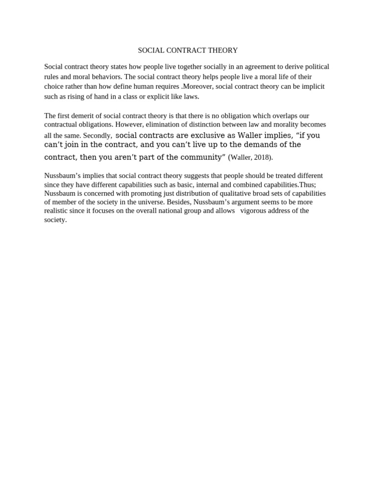 SOCIAL CONTRACT THEORY | PDF
