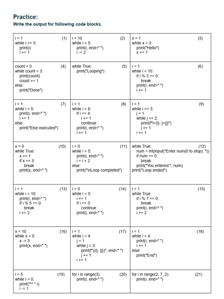 Python Loop Output Examples | PDF | Software Engineering | Computer Programming