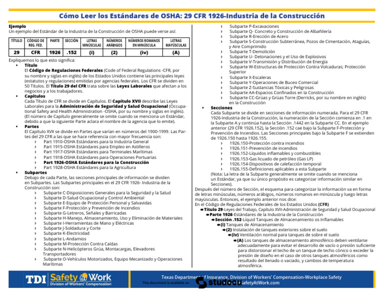 COMO LEER LA Normas OSHA | PDF | Administración de Seguridad y Salud ...