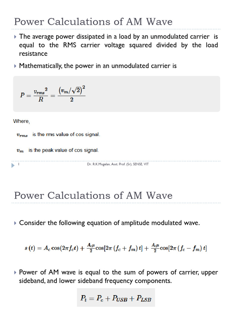AM Wave Power Calculations Guide | PDF | Modulation | Broadcasting