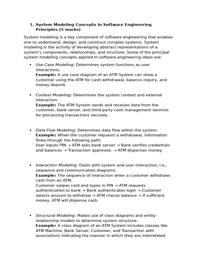 System Modeling Concepts in Software Engineering Principles (5 Marks) | PDF