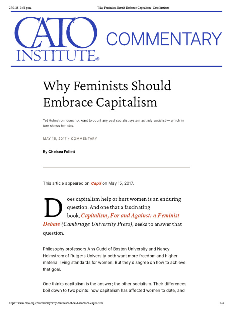 Why Feminists Should Embrace Capitalism - Cato Institute | PDF ...