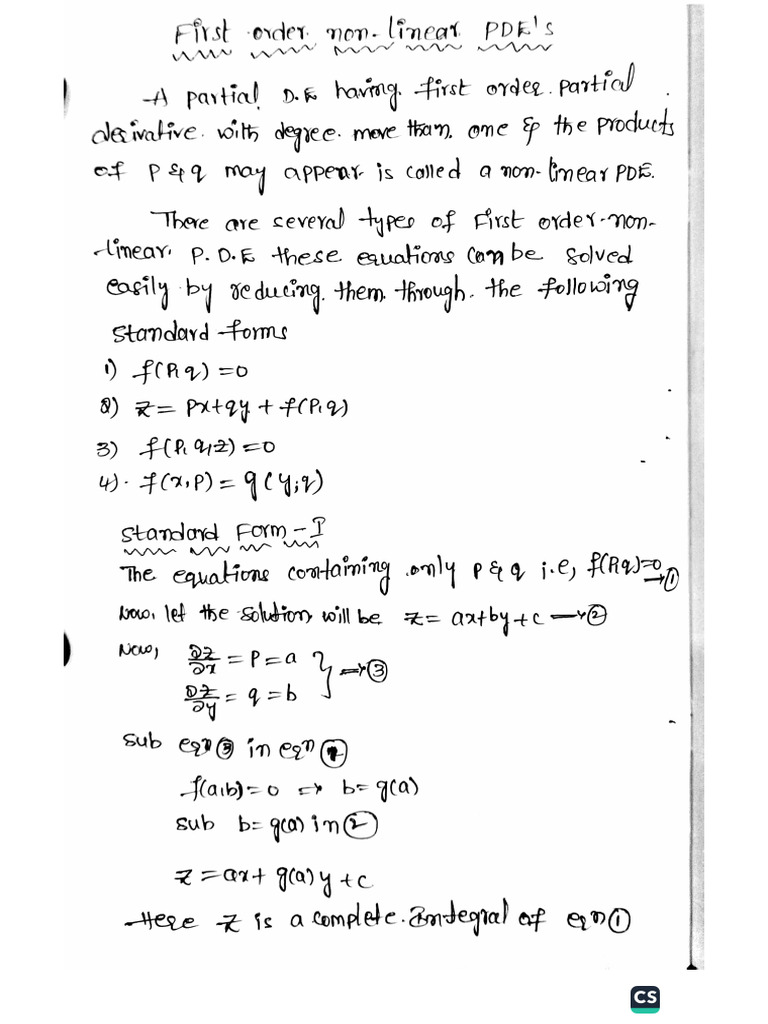 first order non-linear pde & reducing to standard forms | PDF