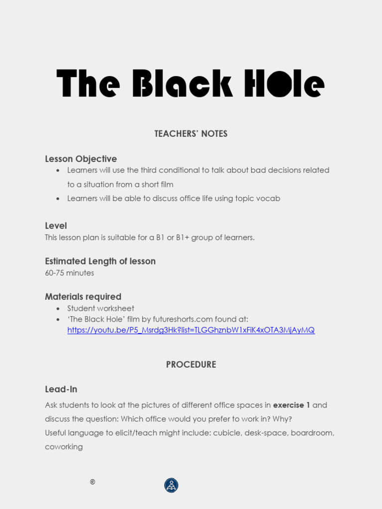 Third Conditional Lesson Plan: The Black Hole | PDF | Linguistics ...