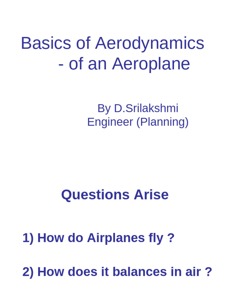 Basics of Aerodynamics of An Aeroplane | PDF | Drag (Physics ...