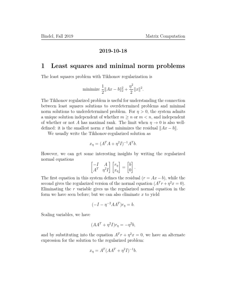 Leastsquares Minnorm Problems | PDF | Least Squares | Algebra