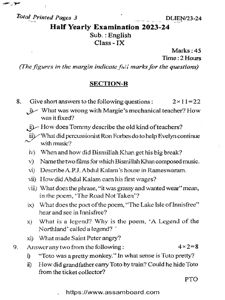 Class 9 Hy English 210324 v2 2024 | PDF