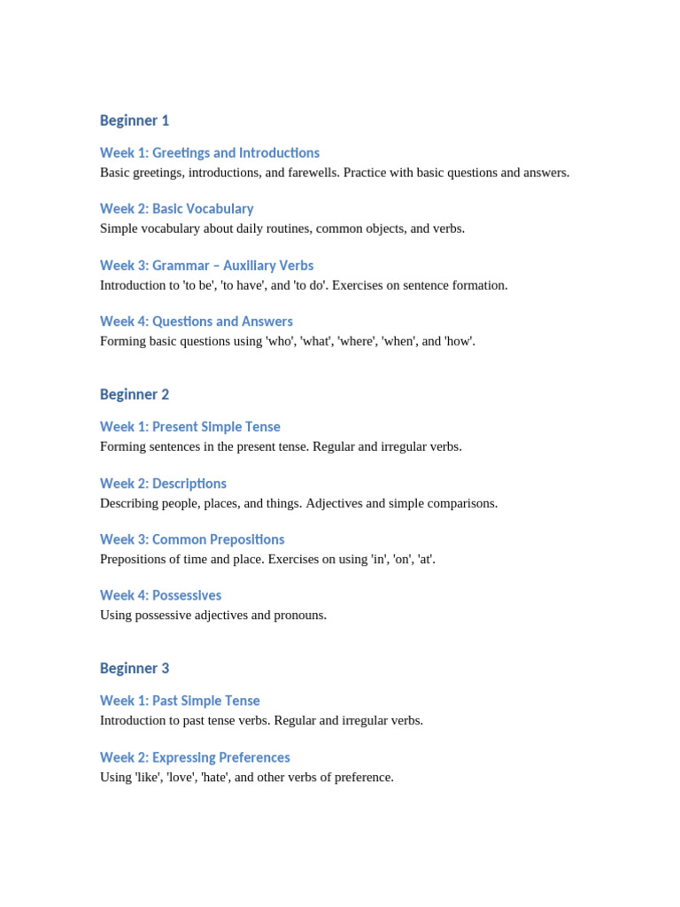 Comprehensive English Learning Plan | PDF
