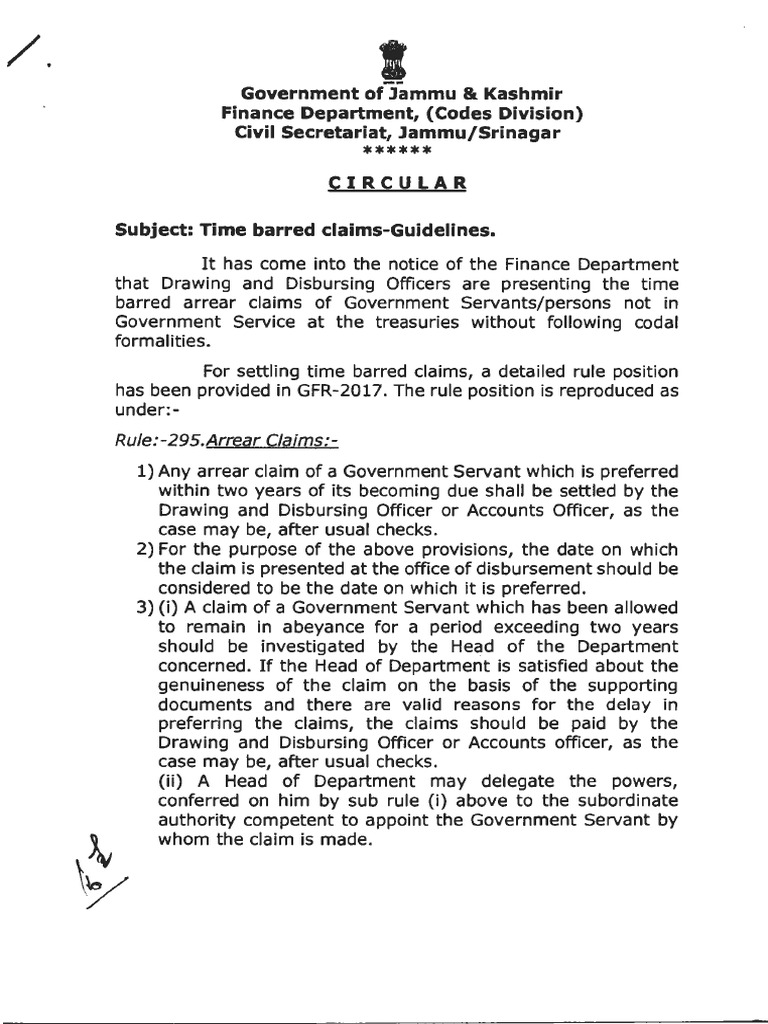 Circular Time Barred Claims Dated 18.02.2021 | PDF | Justice | Crime ...