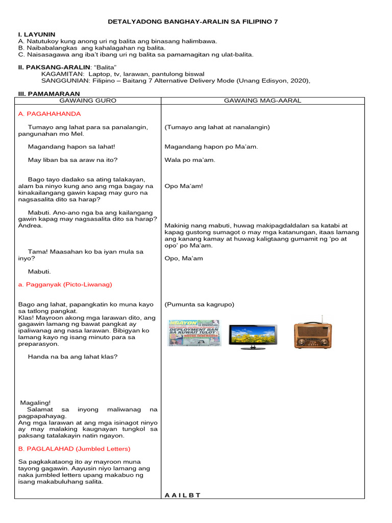 Banghay-Aralin Final Cot3 | PDF