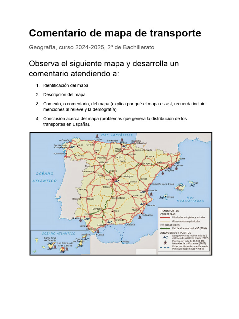 Análisis del Mapa de Transporte en España | PDF