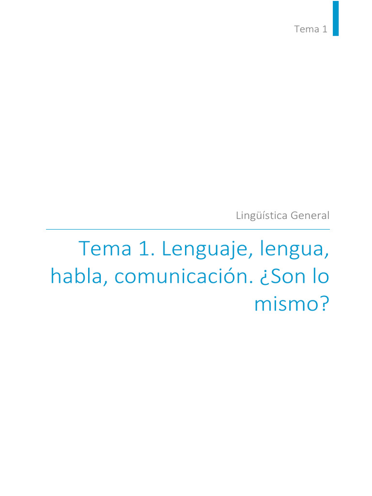 Tema 1 Linguistica | PDF | Lingüística | Comunicación