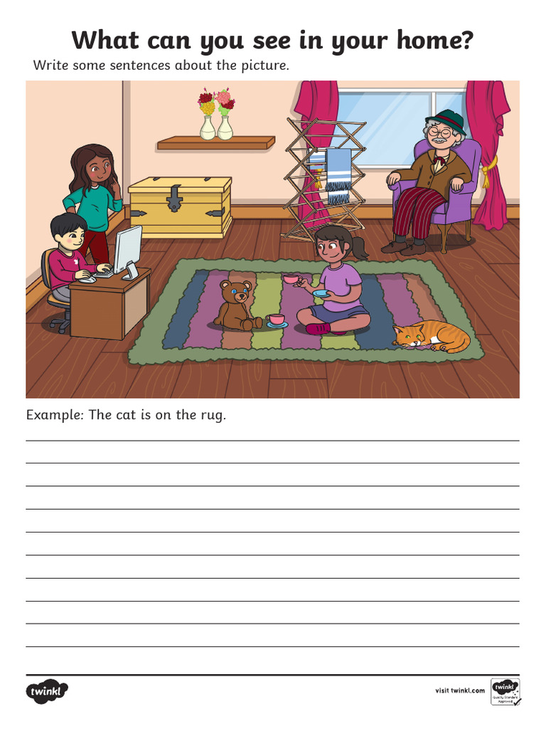 T T 252236 at Home Scene Writing Stimulus Picture Worksheet - Ver - 4 | PDF
