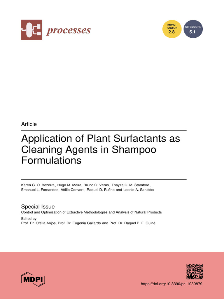 Processes 11 00879 With Cover | PDF | Emulsion | Surfactant