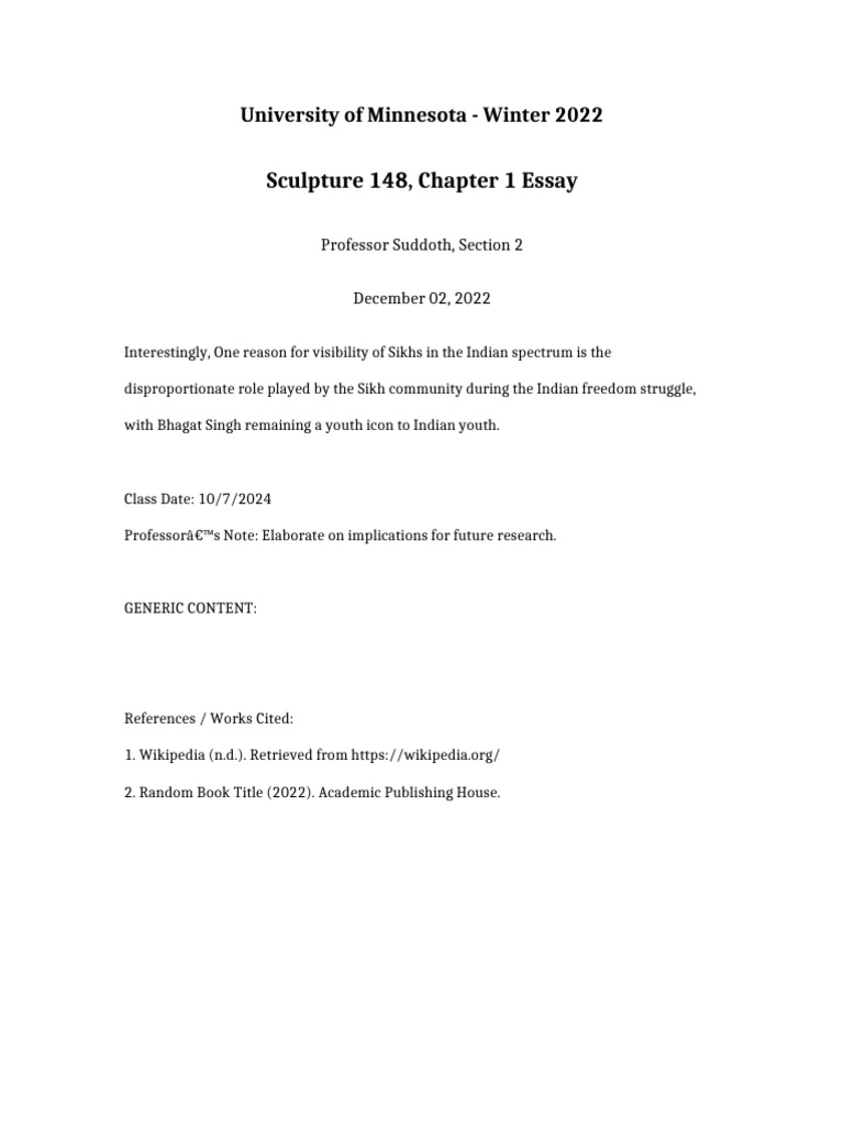 Sculpture 148 Chapter 1 Essay | PDF