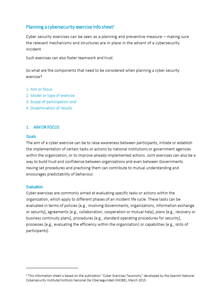 Planning A Cybersecurity Exercise | PDF | Computer Security | Security