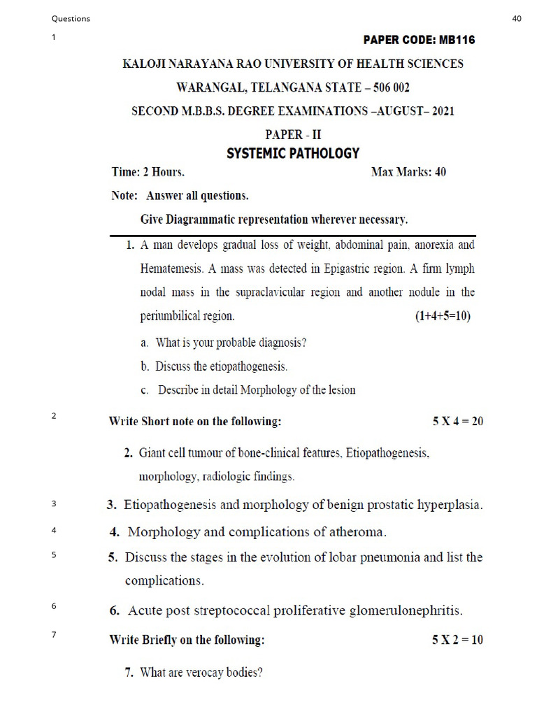 MB116 Pathology Paper II | PDF