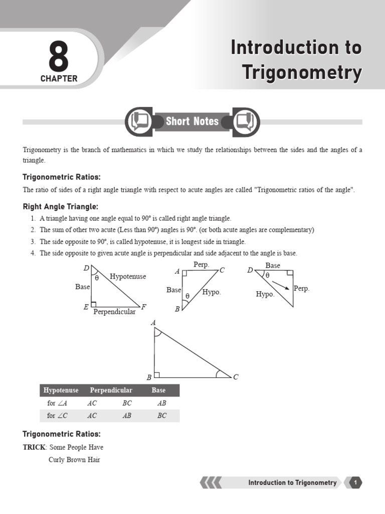 Udaan Class-10th Part-B Mathematics Short Note | PDF | Trigonometry | Trigonometric Functions