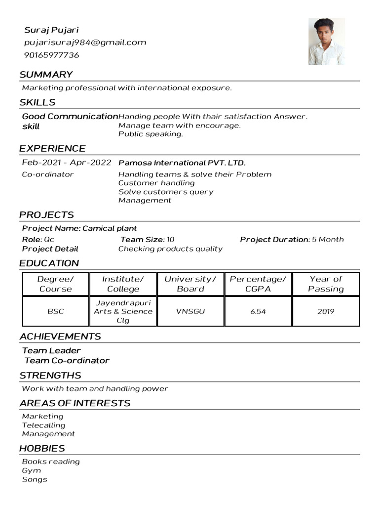 Resume Suraj Format1 | PDF