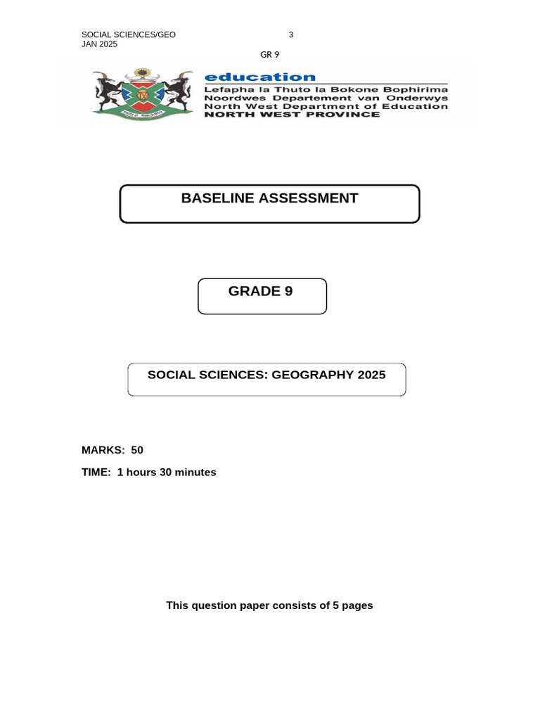 2025 Geo GR 9 Baseline Assessment Task | PDF | Earth | Solar System