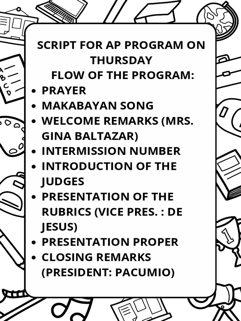Script For Ap Program On Thursday Flow of The Program Prayer Makabayan ...