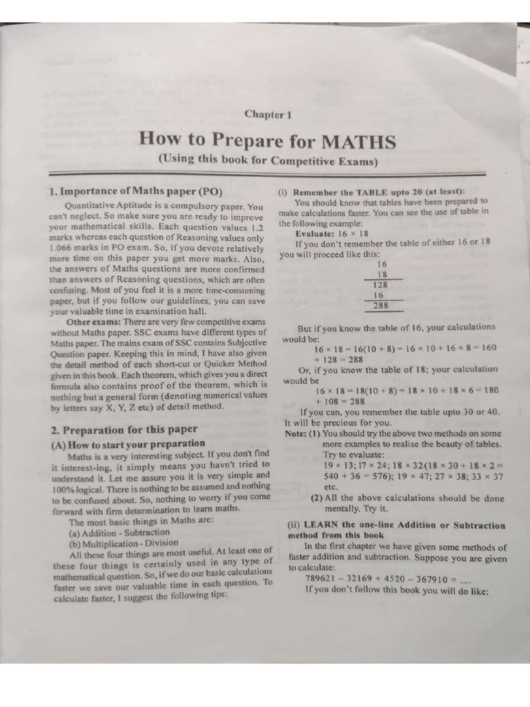 Quicker Maths (by m.tyra) Chapter- 01 & 02 | PDF