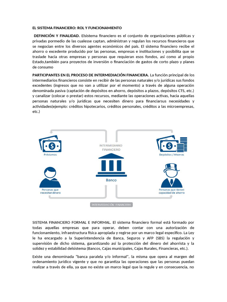 El Sistema Financiero | PDF | Bancos | Sistema financiero