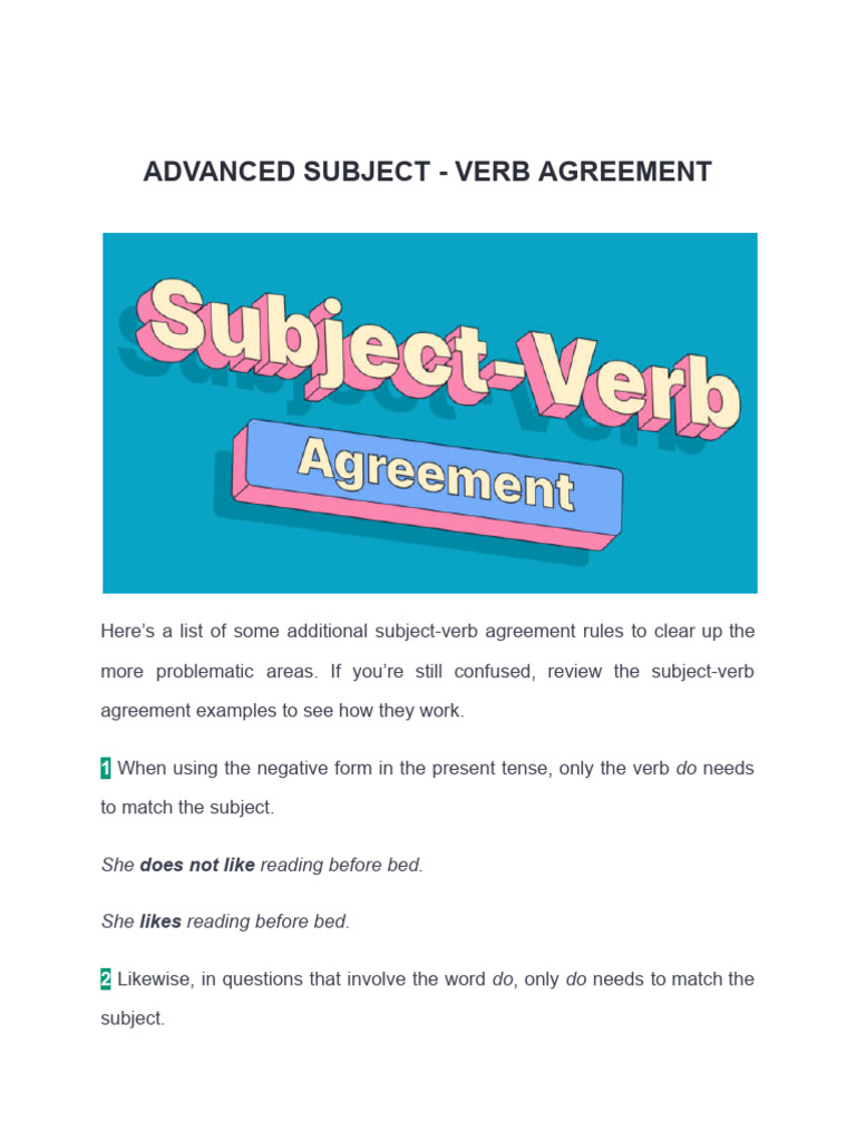 Advanced Subject-Verb Agreement Rules | PDF | Verb | Grammatical Number
