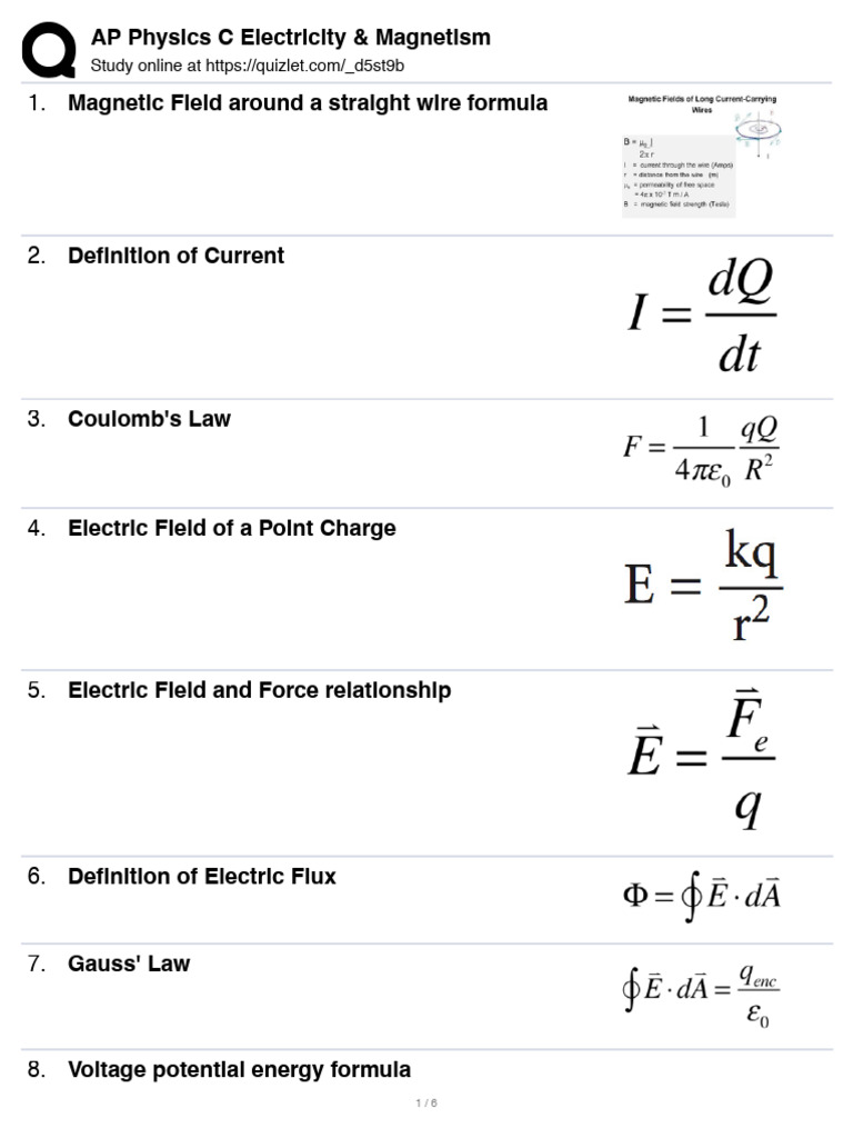 AP Physics C Electricity Flashcards | PDF | Electricity | Capacitor
