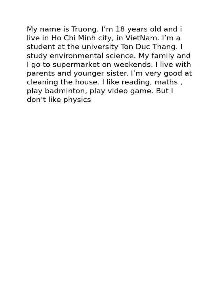 My Name Is Truong | PDF