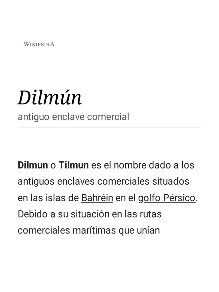Dilmún - Wikipedia, La Enciclopedia Libre | PDF