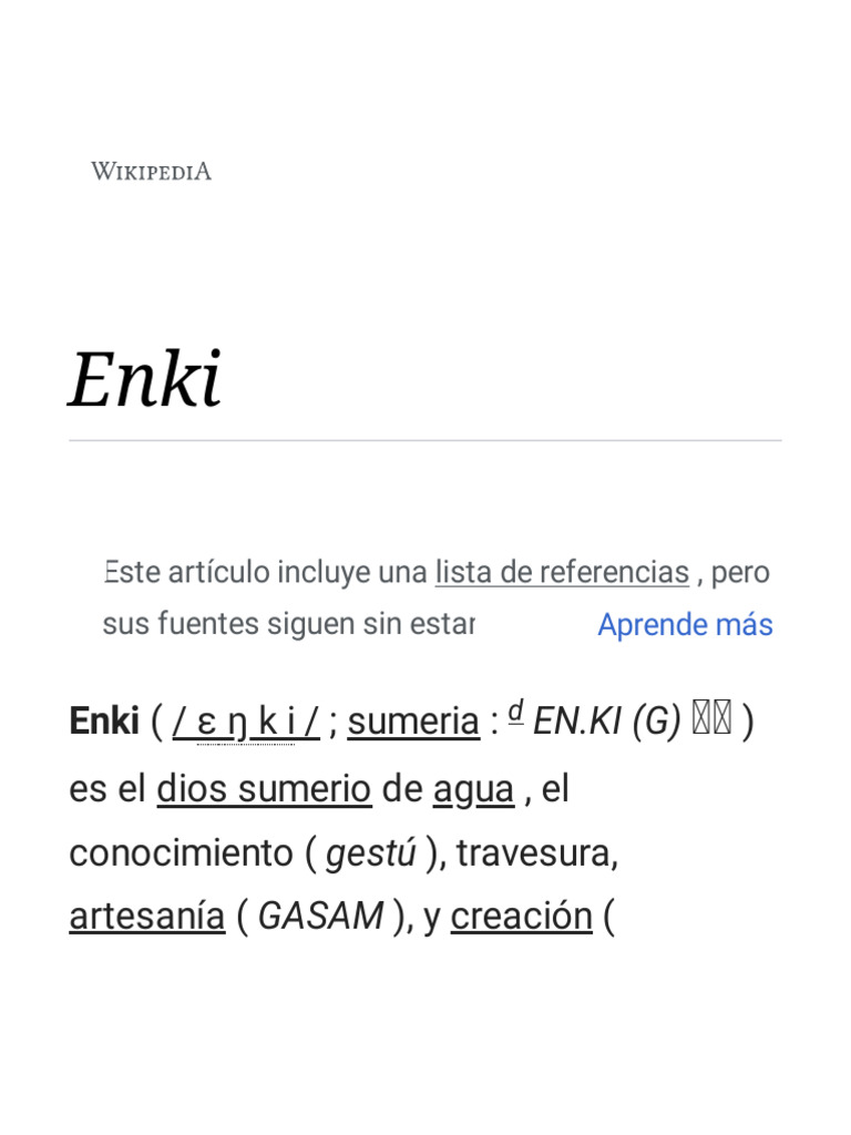 Enki - Wikipedia | PDF | Mitología mesopotámica