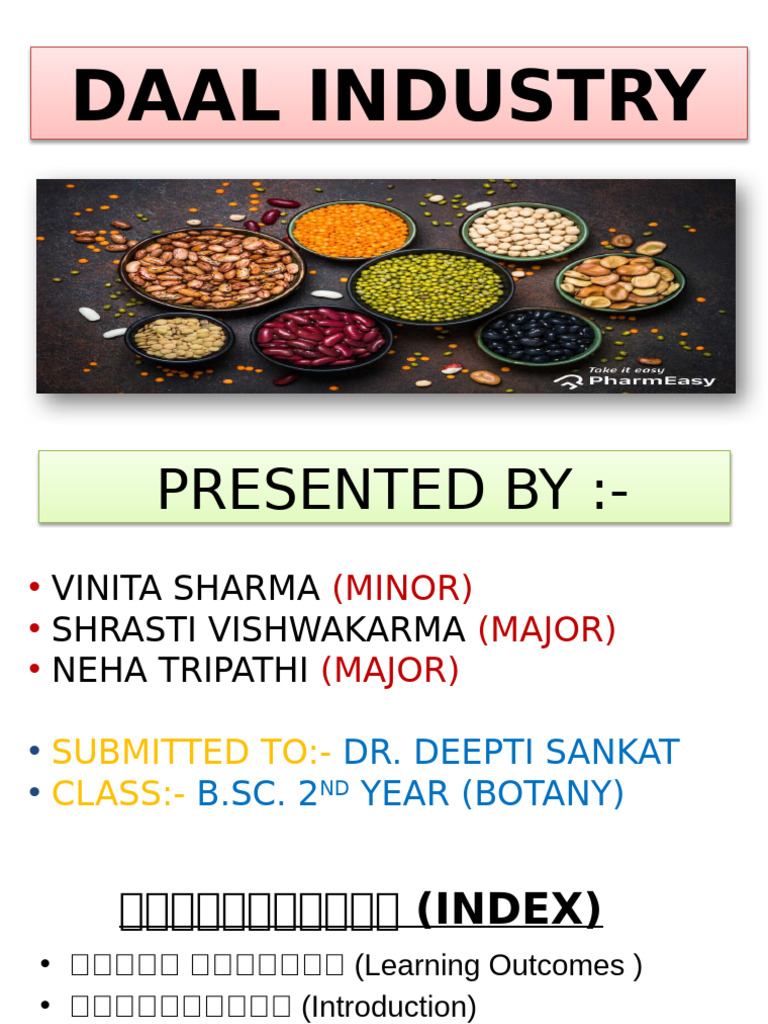 DAAL INDUSTRY PRESENTED BY - vinita PRESENTATION (1) | PDF