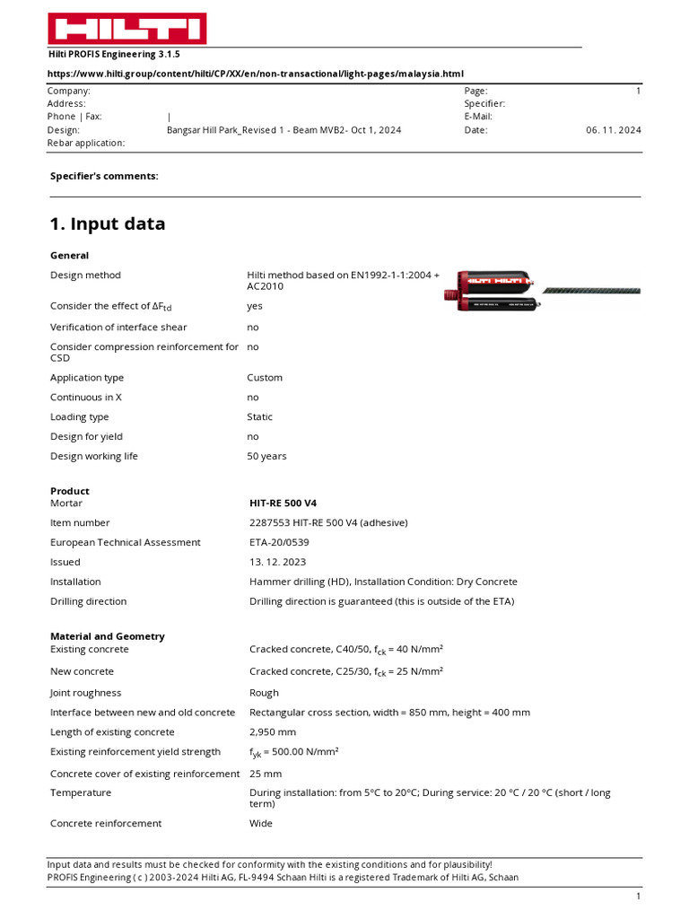 Hilti PROFIS Engineering Beam Design | PDF | Concrete | Mechanical ...